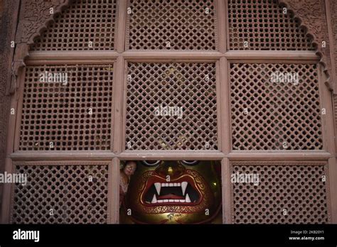 A Priest Peep From The Window Of Swet Bhairab At Basantapur Durbar