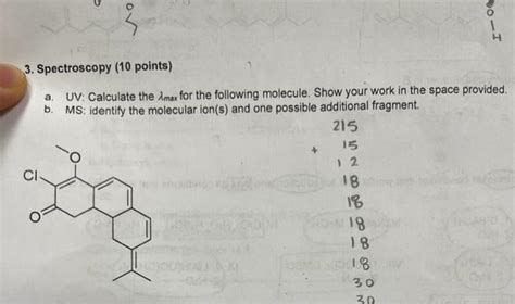 Solved 3 Spectroscopy 10 points a UV Calculate the λmax Chegg com