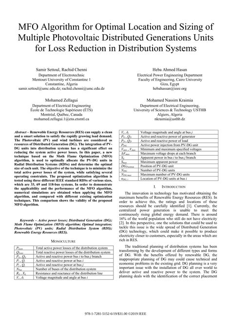 Pdf Mfo Algorithm For Optimal Location And Sizing Of Multiple