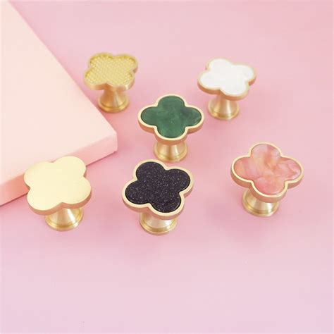 Colorful Clover Brass Knobs Pulls Modern Wardrobe Pull Drawer Etsy