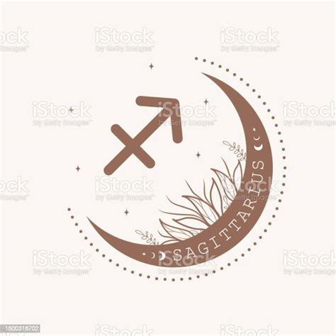 Astrological Sagittarius Zodiac Sign Horoscope Icon In Boho Minimalist