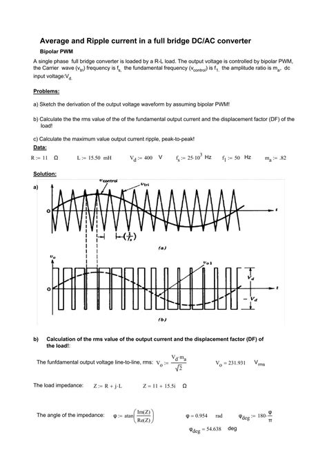 Average And Ripple Current In A Full Bridge Dc Ac Converter
