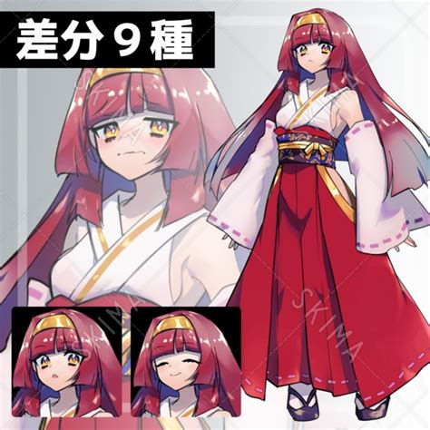 巫女風女の子 立ち絵（差分9種 Skima（スキマ）