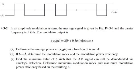 43 2 In An Amplitude Modulation System The Message Signal Is Given B