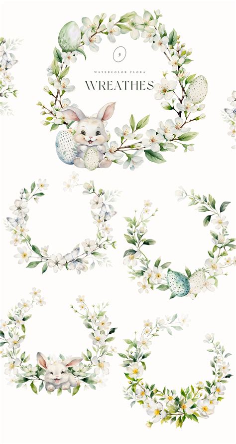 Watercolor Easter Bunnies Clipart Design Cuts