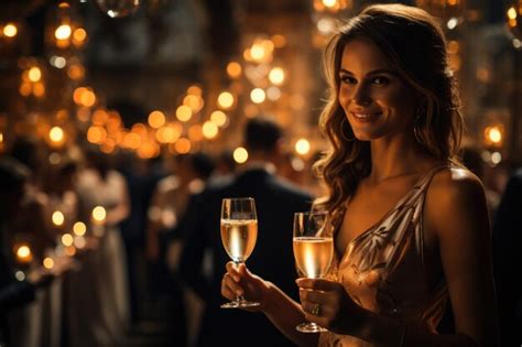 Premium Ai Image Champagne Cocktail In A Wedding With Glasses Erected