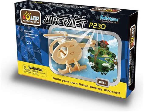 Robotime P230 Houten Helicopter Met Zonnecel Bol