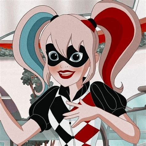 A Cartoon Girl With Red Hair And Black Mask Holding Her Hands Out To