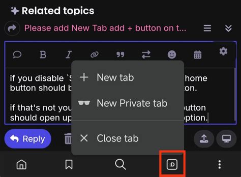 Please Add New Tab Add Button On The Mobile Browser Homepage