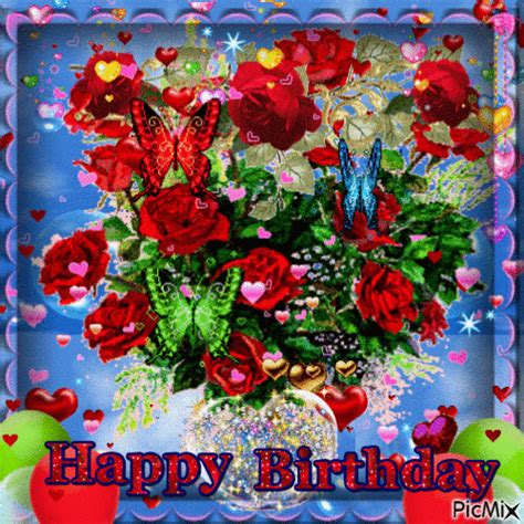 Happy Birthday Flowers Free Animated  Picmix