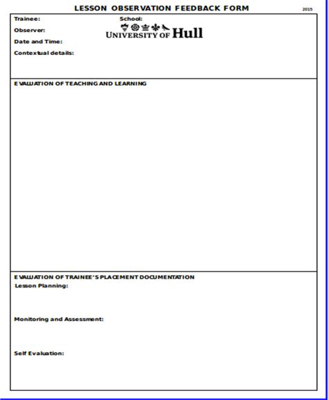 Free 10 Sample Observation Feedback Forms In Ms Word Pdf