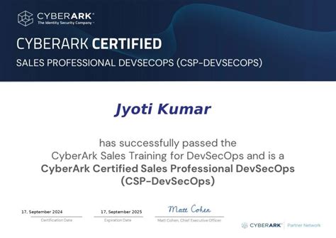 Cyberark Devsecops Cybersecurity Certification Jyoti Kumar