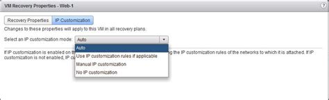 How To Customize Ip Address Of Individual Srm Protected Vm