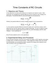 Phys Rc Lab Pdf Time Constants Of Rc Circuits Objective And Theory In This Experiment