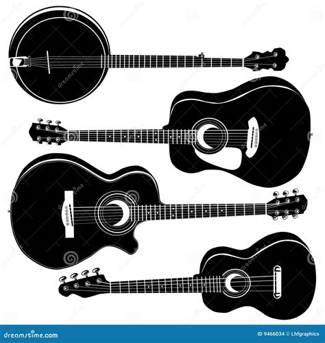 Acoustic Guitars And Banjo Stock Vector Illustration Of Musical 9466034