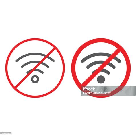아니 와이파이 라인과 문자 모양 아이콘 금지 및 금지 인터넷 금지 기호 벡터 그래픽 흰색 바탕에 선형 패턴 0명에 대한 스톡 벡터 아트 및 기타 이미지 Istock
