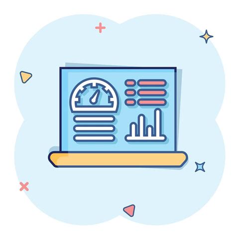 Dashboard Icon In Comic Style Finance Analyzer Cartoon Vector