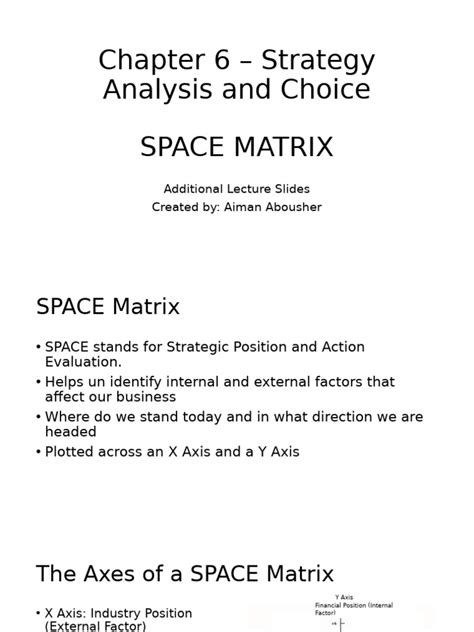 Week 8 Additional Lecture Slides Space Matrix Chapter 6