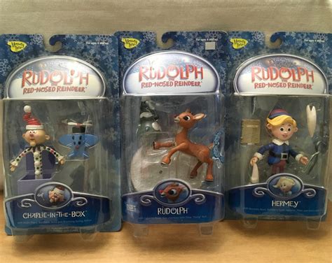 Vintage Rudolph The Red Nosed Reindeer Figures Trio New In Box Etsy