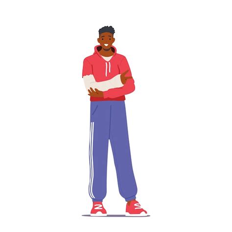 Premium Vector Cheerful Black Man With With Broken Arm In Gypsum