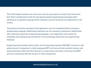 PHP Vs NET Vs JAVA The Right Tech For Your Next Big Project PPT