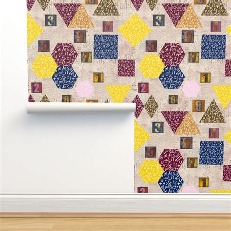 Large 24” Handdrawn Maths Symbols On Wallpaper Spoonflower