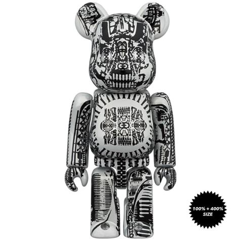 Hr Giger White Chrome Version 100 400 Bearbrick Set By Medicom T