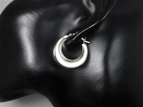 Sup Silver Crescent Moon Round Hoop Earrings 925 Sterling Silver