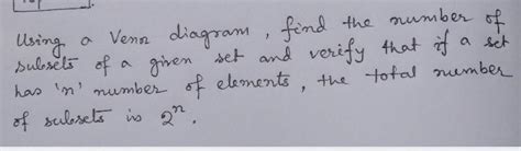 Using Venn Diagramfind The Number Of Subsets Of A Given Set And Verify