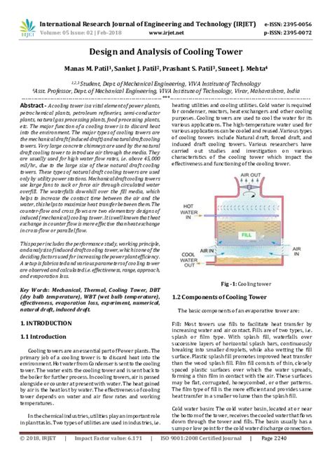 Pdf Design And Analysis Of Cooling Tower