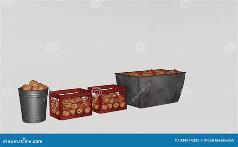 Apple Crates And Bucket Stock Illustration Illustration Of Lighting