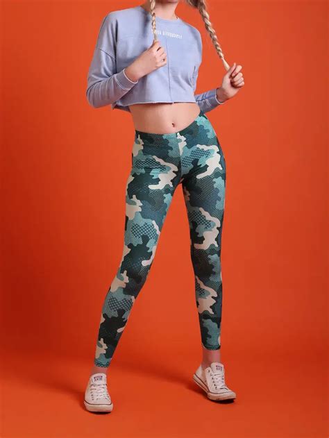 Camo Print Leggings Casual High Waist Elastic Fashion Bottoms Slim