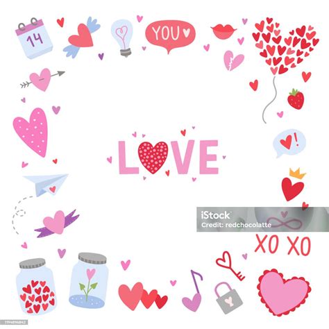 사랑과 로맨틱 한 귀여운 일러스트 컨셉 세인트 발렌타인 데이와 결혼식을위한 템플릿입니다 달콤한 인사말 카드 벡터 디자인 0명에 대한 스톡 벡터 아트 및 기타 이미지 Istock