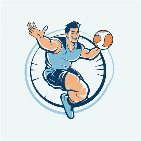 Joueur De Volley Ball Action Dessin Animé Sport Vecteur Graphique