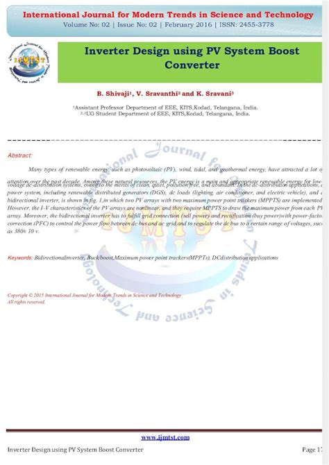 Pdf Inverter Design Using Pv System Boost Converter Dokumentips