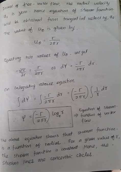 [solved] a derive an expression of stream function and velocity potential function of vortex