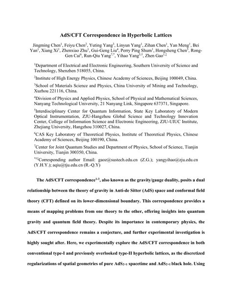 Pdf Adscft Correspondence In Hyperbolic Lattices