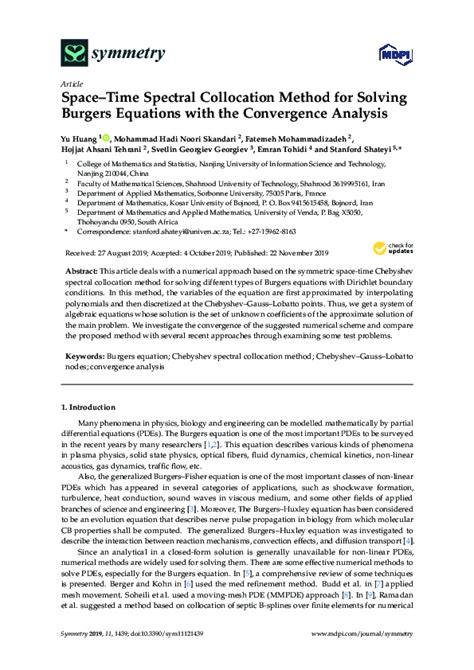 Pdf Spacetime Spectral Collocation Method For Solving Burgers