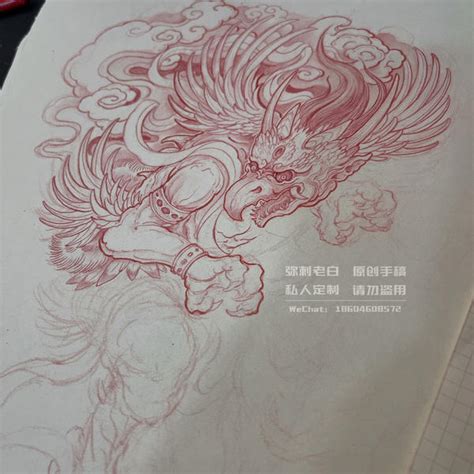 新传统风格，原创大鹏鸟纹身手稿纹身吧社区 纹身大咖