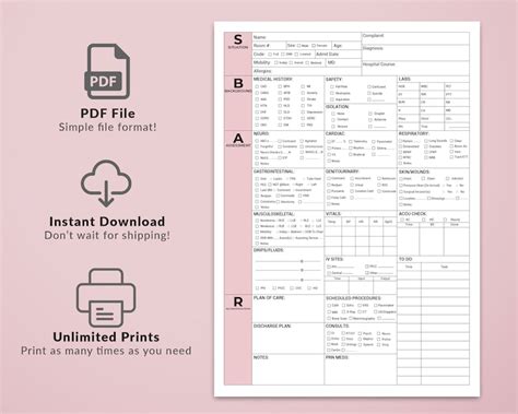 Sbar Nursing Report Sheet Icu Brain Sheet Med Surg Nurse Brain Etsy