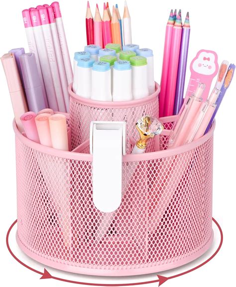Poprun Suministros Y Accesorios Rosados Para Escritorio Lindo Soporte Para Bolígrafoslápices
