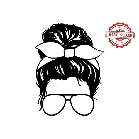 Messy Bun With Glasses Svg Bow Messy Bun Svg Png Woman Svg Inspire