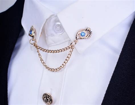 Mens Shirt Jewelry Collar Pin Collar Clip Brooch Pin Buckle Tassel Chain Mens Fashion Jewelry