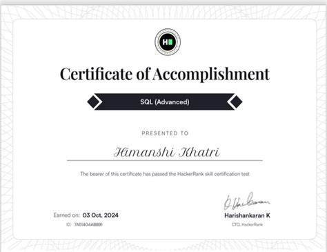 Himanshi Khatri On Linkedin Trilled To Have Earned My Sql Advanced