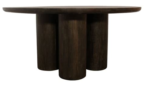 7 Piece Round Dining Set Solid Mango Wood Dark Brown 63 Inch Table Linen Wingback Chairs Foter