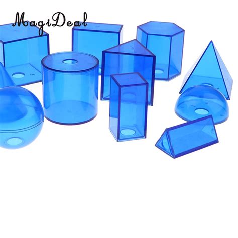 12 Pieces Plastic Geometric Solids 3d Geometry E Vicedeal