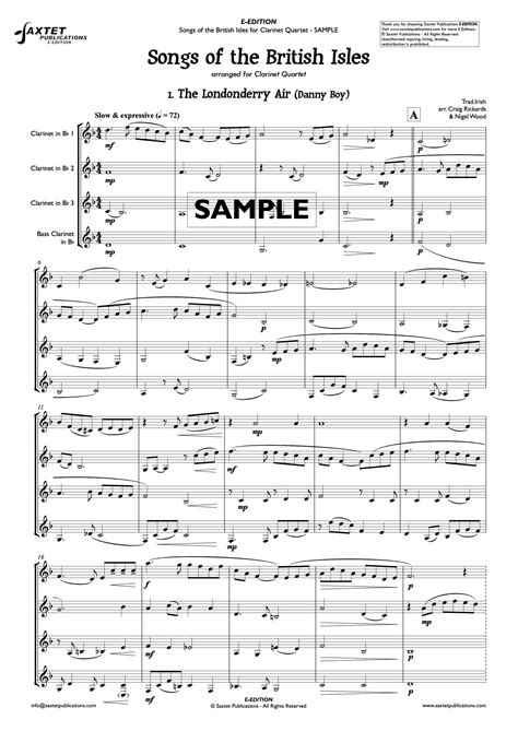 Songs Of The British Isles Saxtet Publications