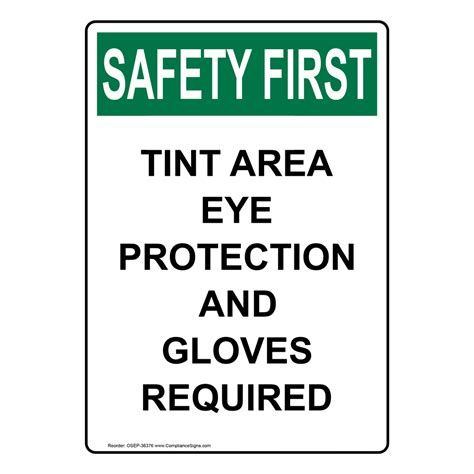 Portrait Osha Wear Goggles Face Sign With Symbol Osep 36378