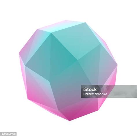 3d 요소 다각형 공 금속 기하학적 모양입니다 현실적인 광택 청록색과 라일락 그라데이션 고급 템플릿 장식 디자인 그림입니다