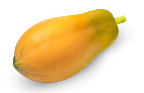 Whole And Half Ripe Papaya With Green Leaf Isolated On White • Wall